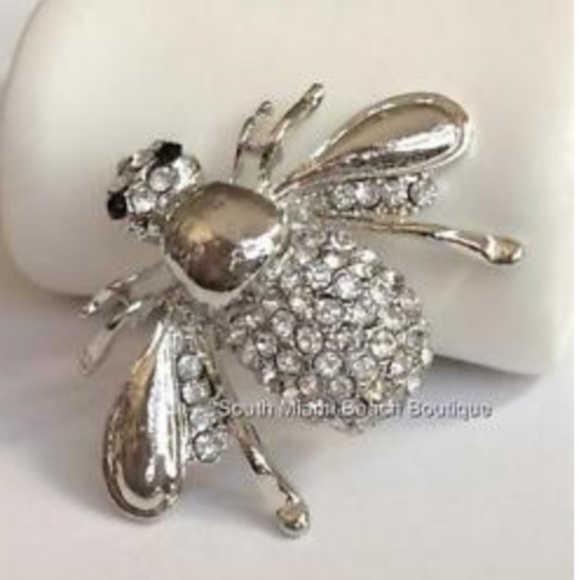 Jewelry | Silver Bumble Bee Pin Brooch Crystal Insect | Poshmark